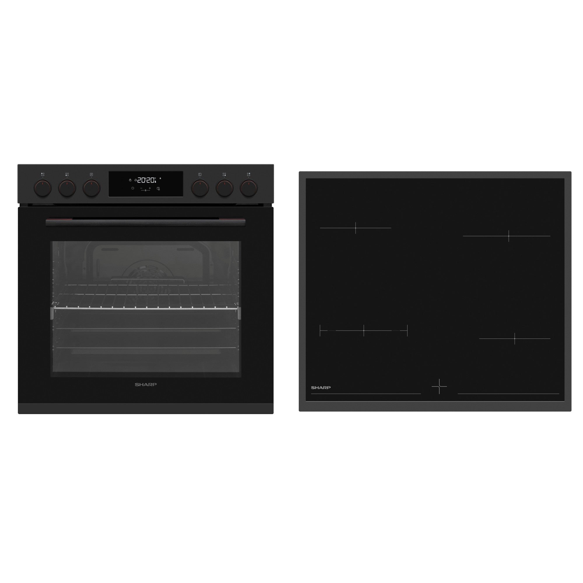 Sharp Kochherd Set Backofen und Vitrokeramikkochfeld, Einbau, K-72P19B